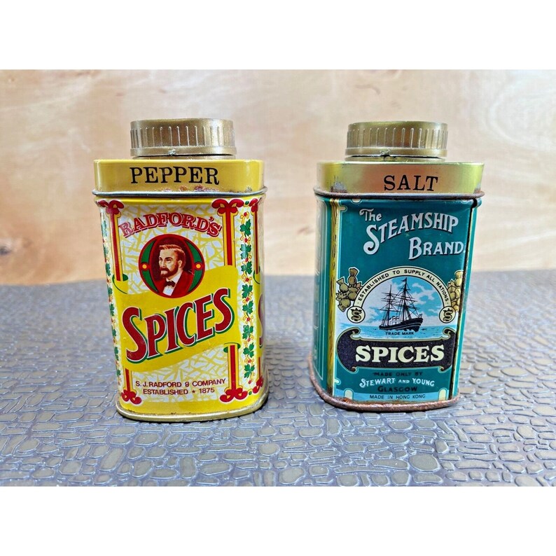 Vintage Tin Spice Cans Salt and Pepper Shakers - Etsy