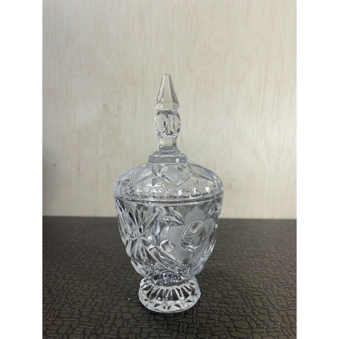 Vintage EAPG Clear Pressed Glass Lidded Trinket/candy Jar, Rose Pattern ...