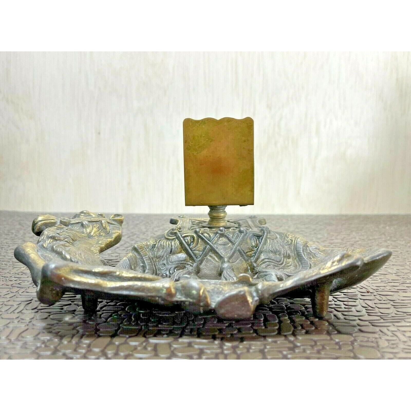 Antique Cast Iron/brass Camel Ashtray With Match Holder Early 1900s ...