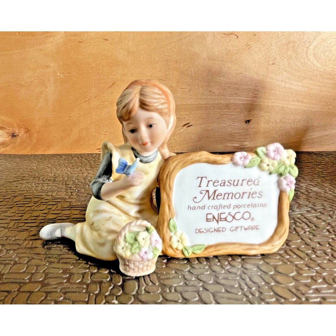 1982 Enesco Treasured Memories Girl & Butterfly Figurine Store Display ...