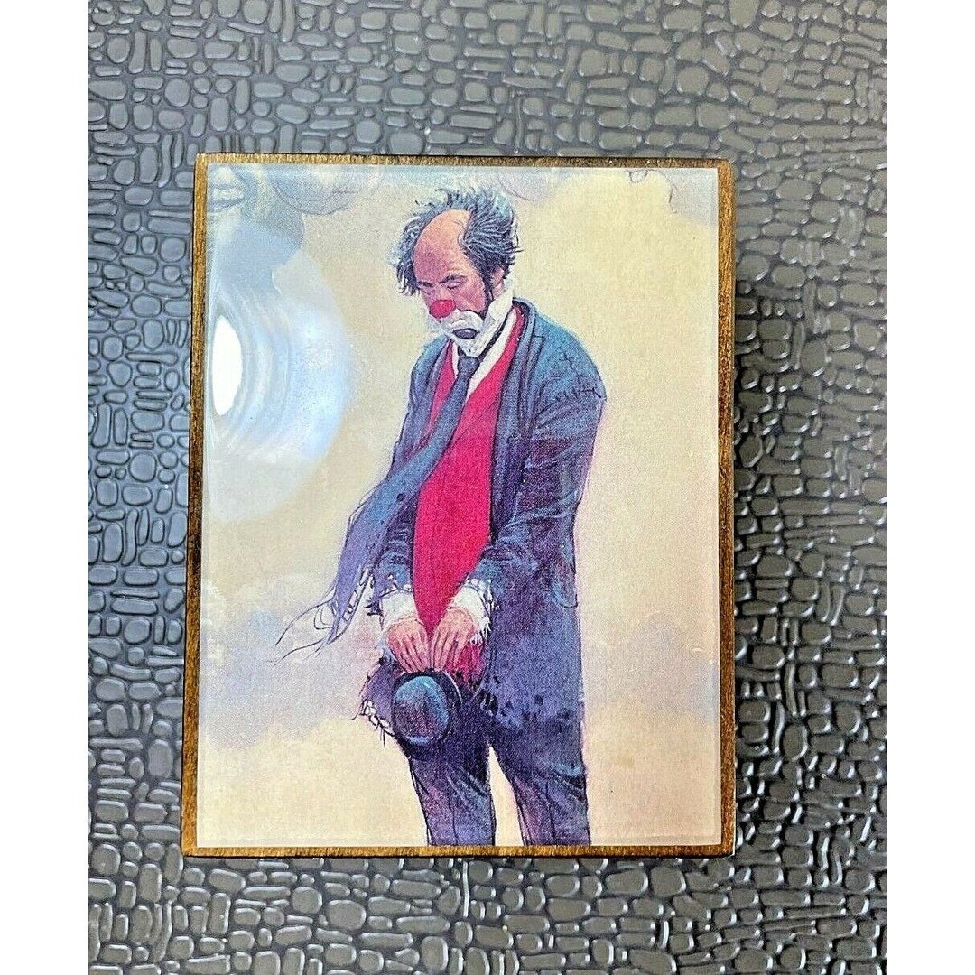 Vintage Emmett Kelly, Swiss Reuge Wood Musical Movement, "send in the ...