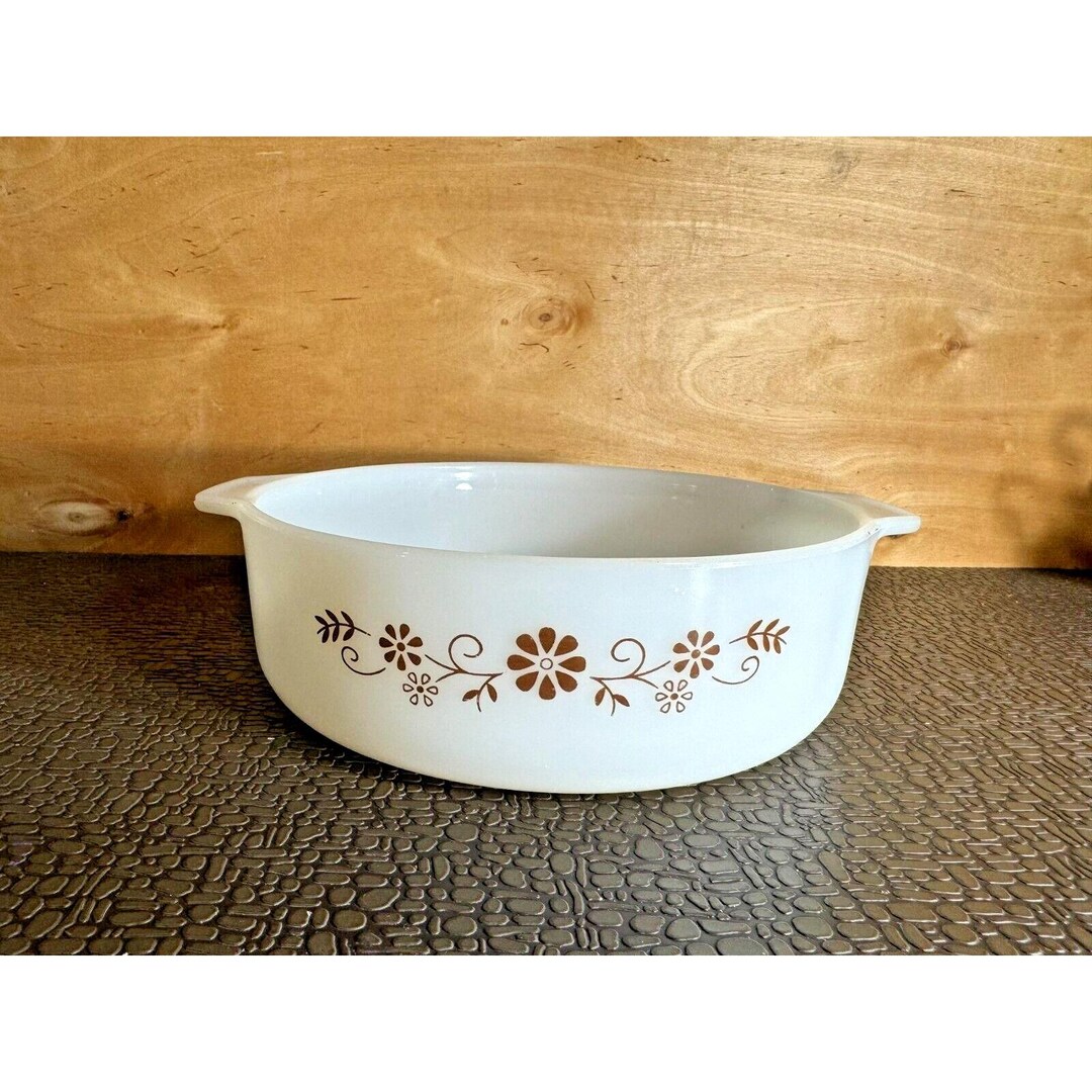 Dynaware PYR O REY Milk Glass Casserole Brown Daisy Flowers - Etsy