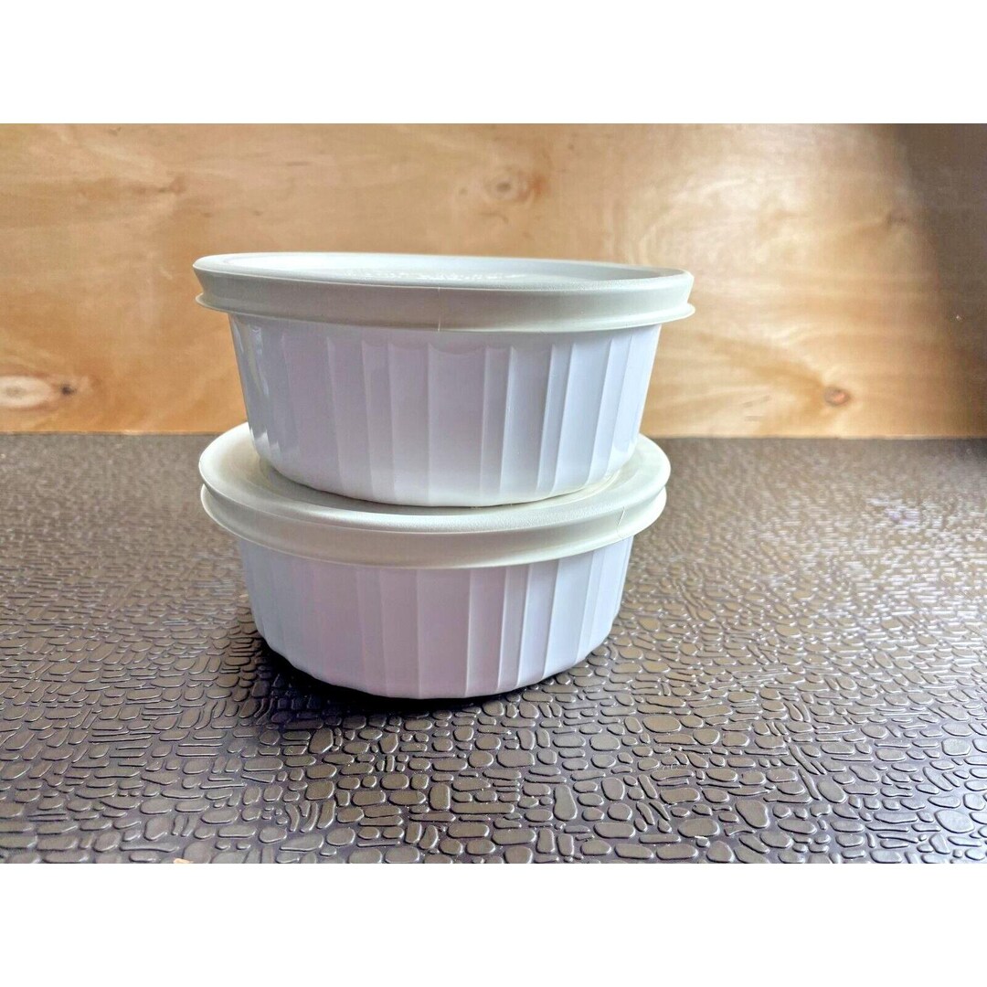 Vintage Corning Ware Set of 2 French White , Round Casserole Dish W ...