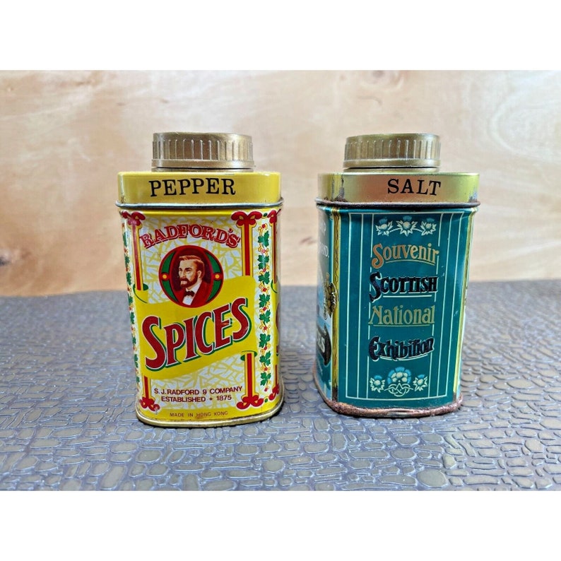 Vintage Tin Spice Cans Salt and Pepper Shakers - Etsy