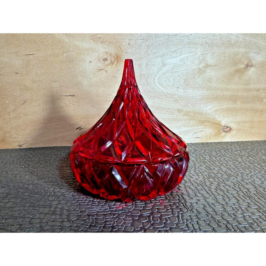 Hershey Kiss Ruby Red Candy Dish, Shannon Crystal - Etsy