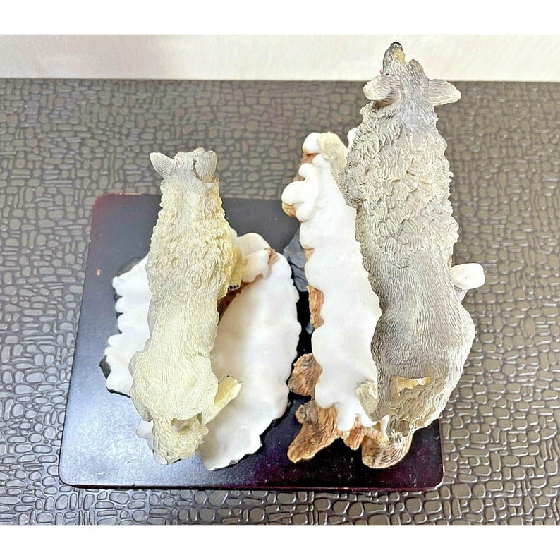 2 Resin Wolves Figurines on Snow Capped Wooden Base * - Etsy