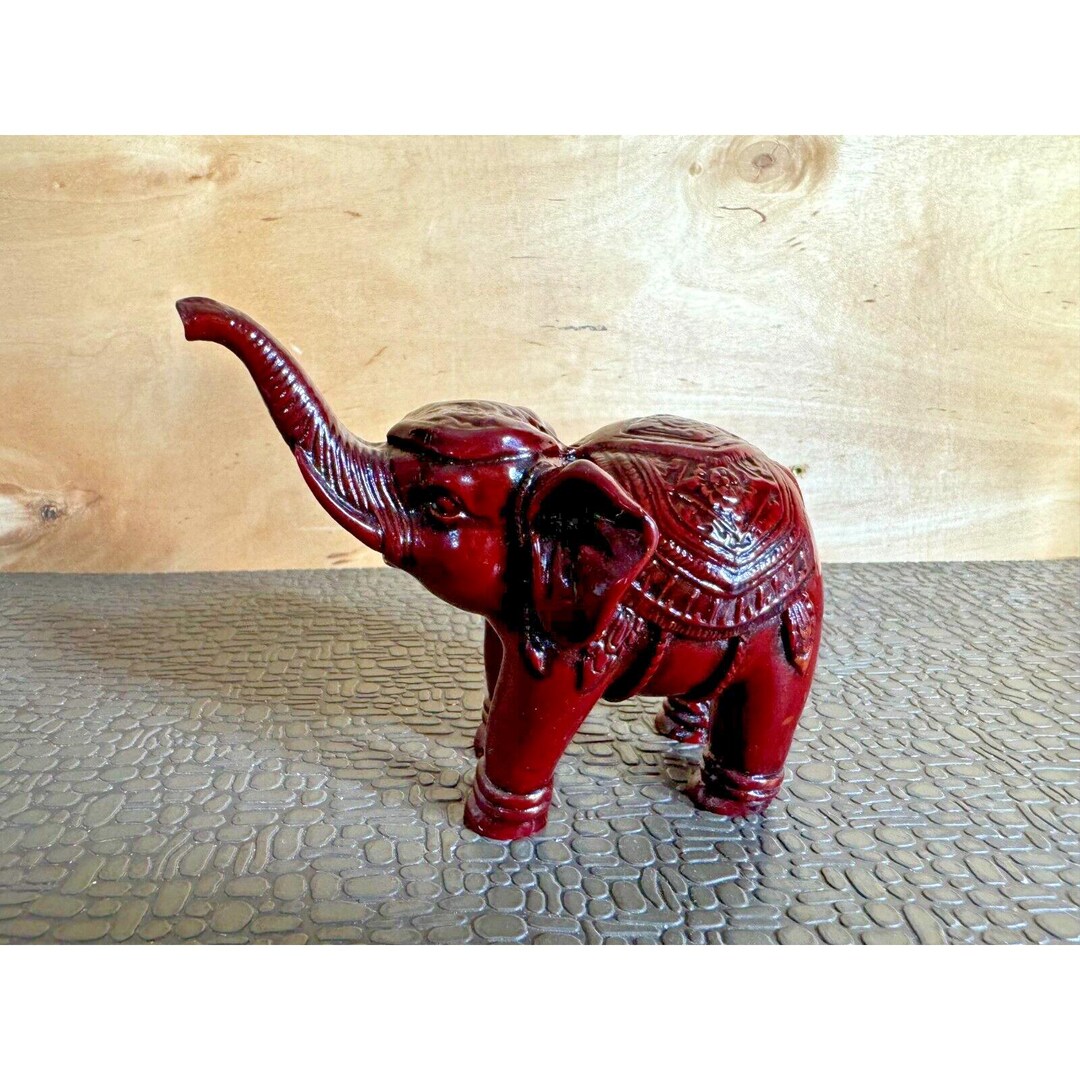 Red Polyresin Elephant Figurine, Trunk Up - Etsy