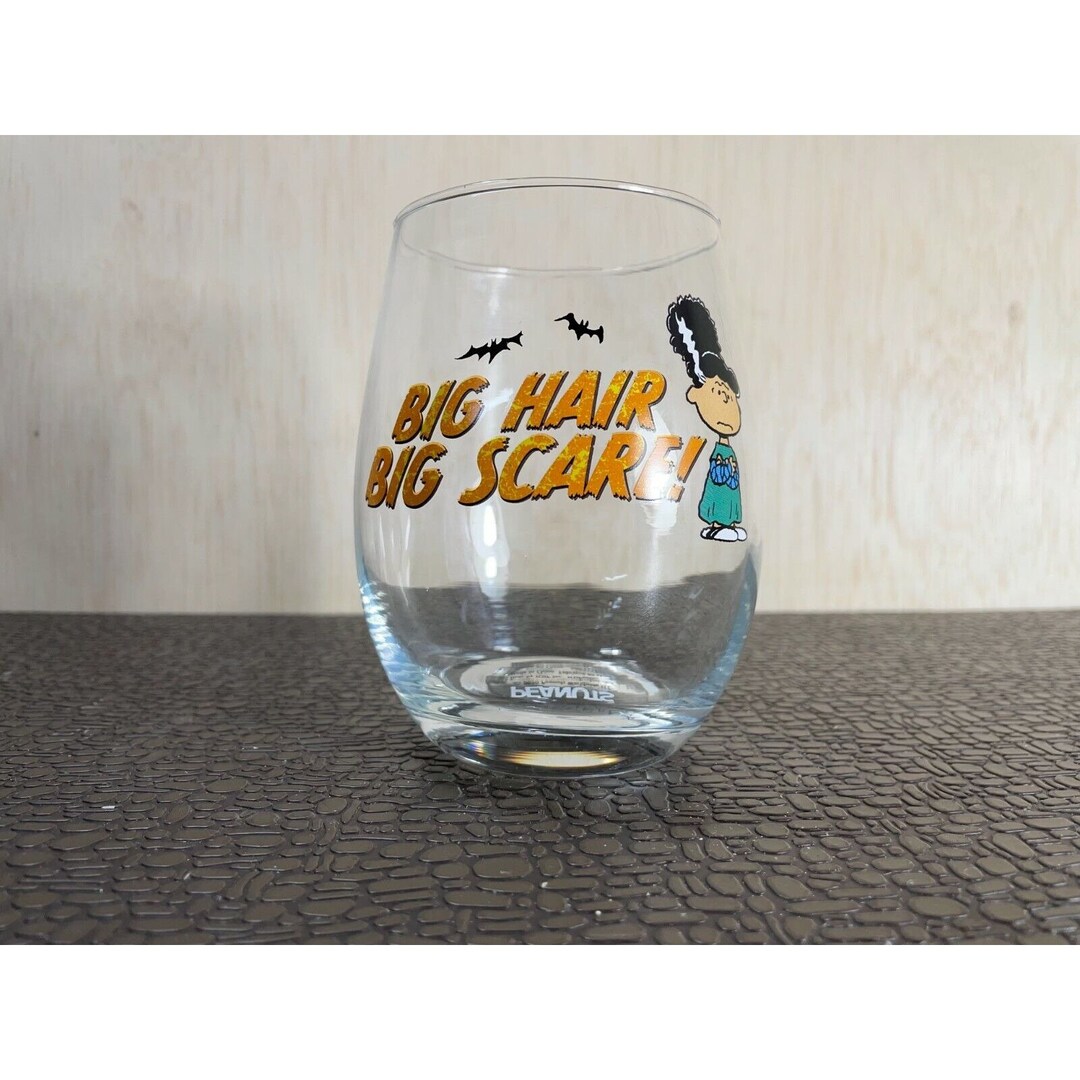 Curved Peanuts "lucy, Big Hair Big Scare" Drinking Glass * - Etsy