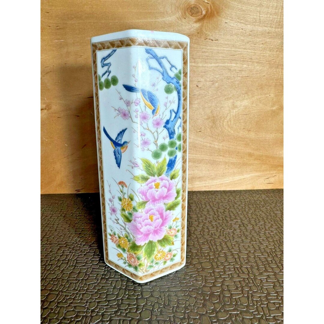 Ardco Tall Porcelain 6 Sided Bud Vase, Chinoiserie - Etsy