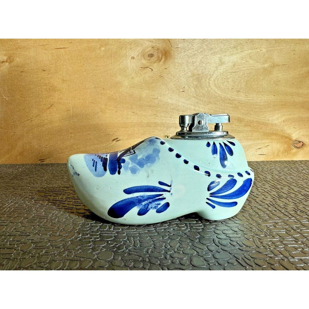 Vintage Delfts Porcelain Table Clog Lighter Holland Hand Painted ...