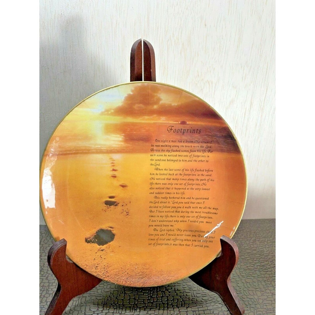 Vintage Beautiful footprints Plate - Etsy
