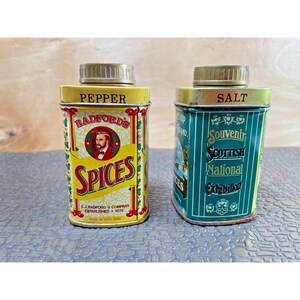 Vintage Tin Spice Cans Salt and Pepper Shakers - Etsy