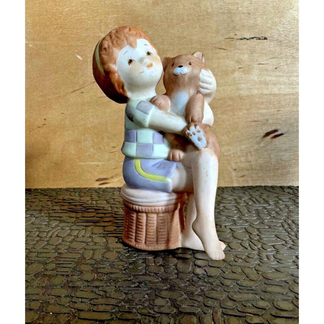American Greetings Perfect Pals Figurine, Girl With Teddy Bear - Etsy