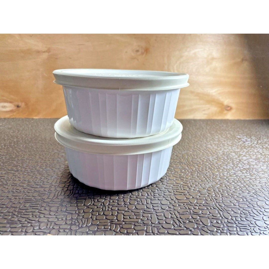 Vintage Corning Ware Set of 2 French White , Round Casserole Dish W ...