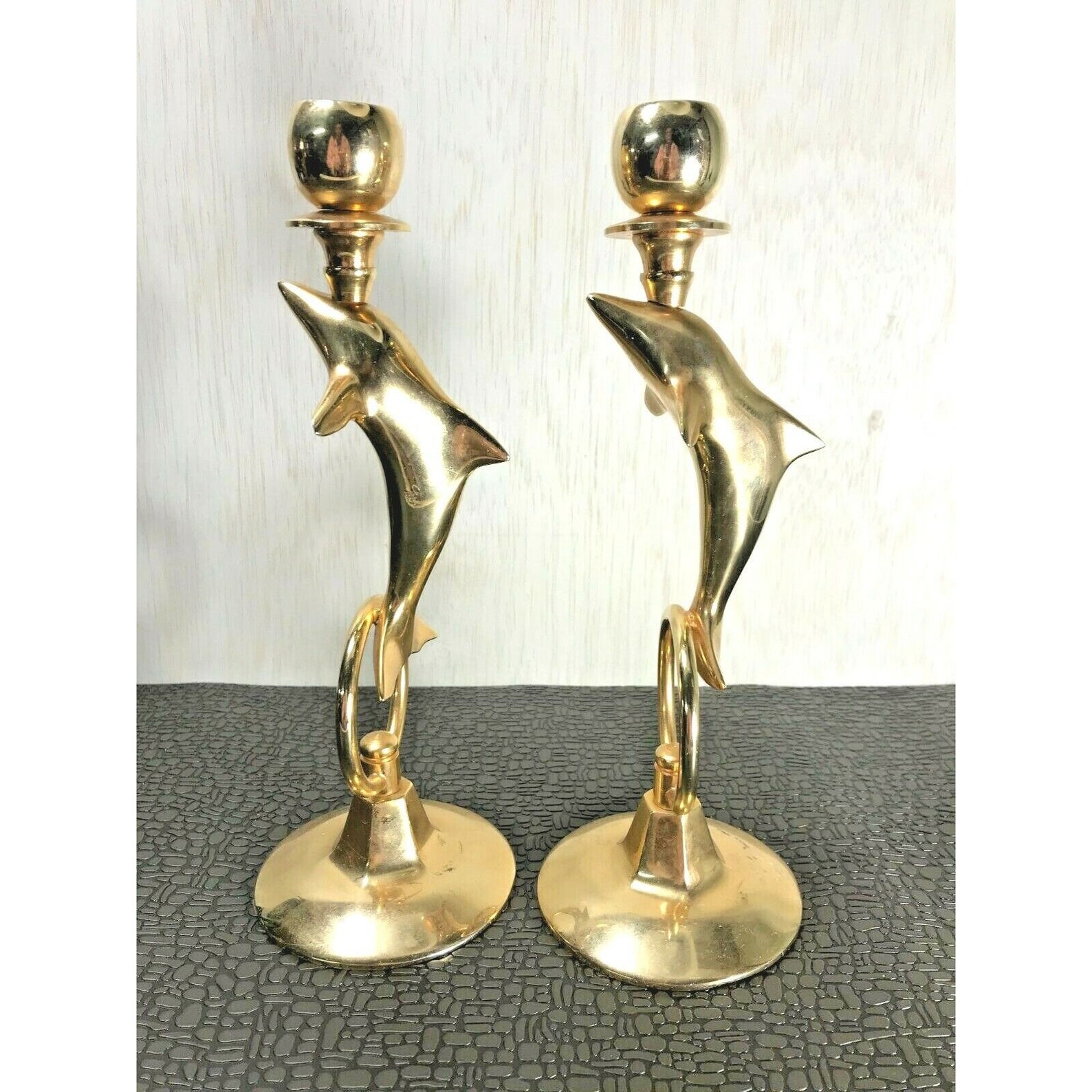 Set of 2 Solid Brass Dolphin Candle Holders * - Etsy