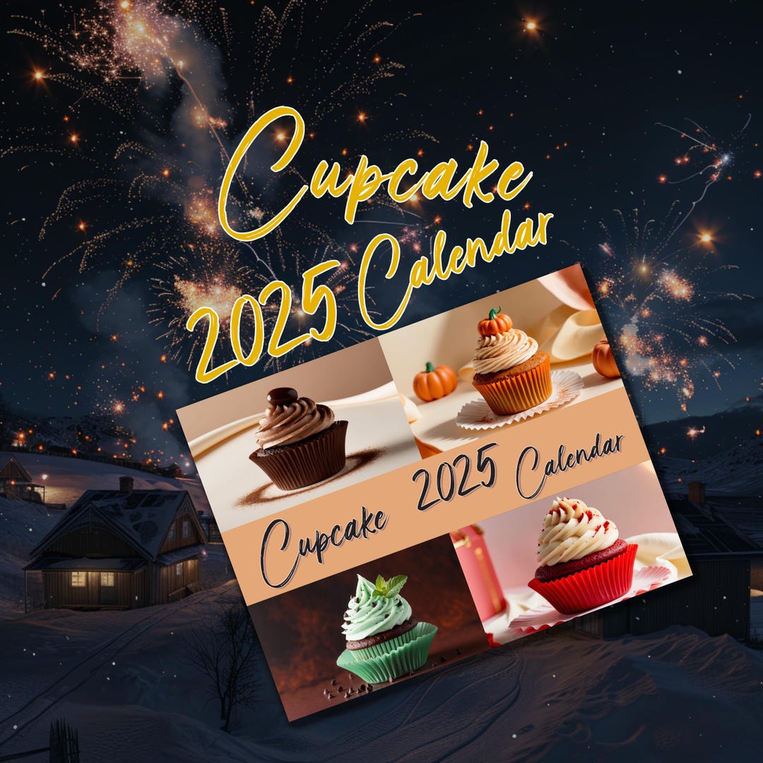 Cupcake Calendar 2025 Cupcake Lover Gift 12 Month Hanging Wall Calendar ...
