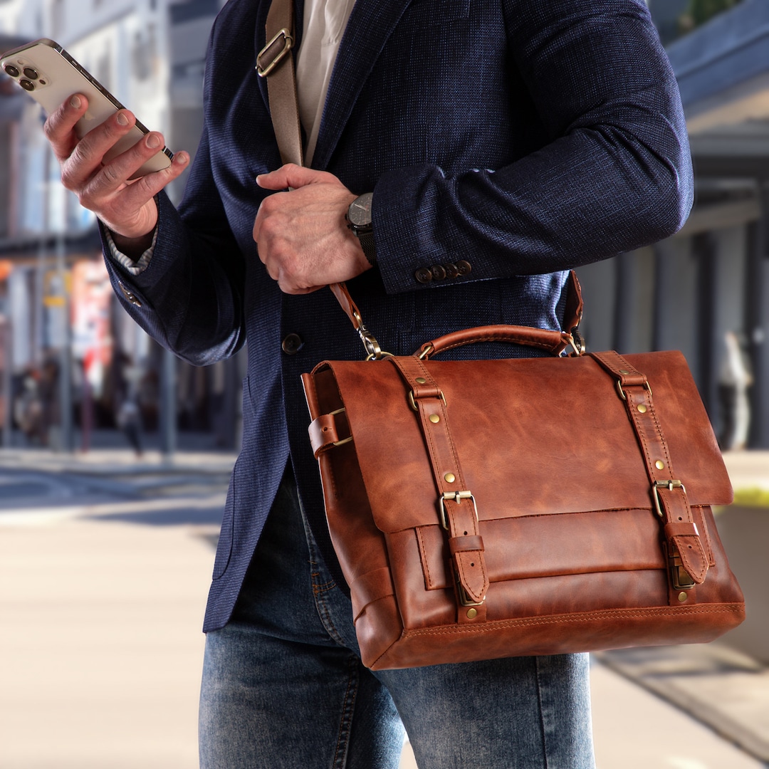 Personalized Leather Laptop Bag Man, Laptop Bag for Men, Leather Laptop ...