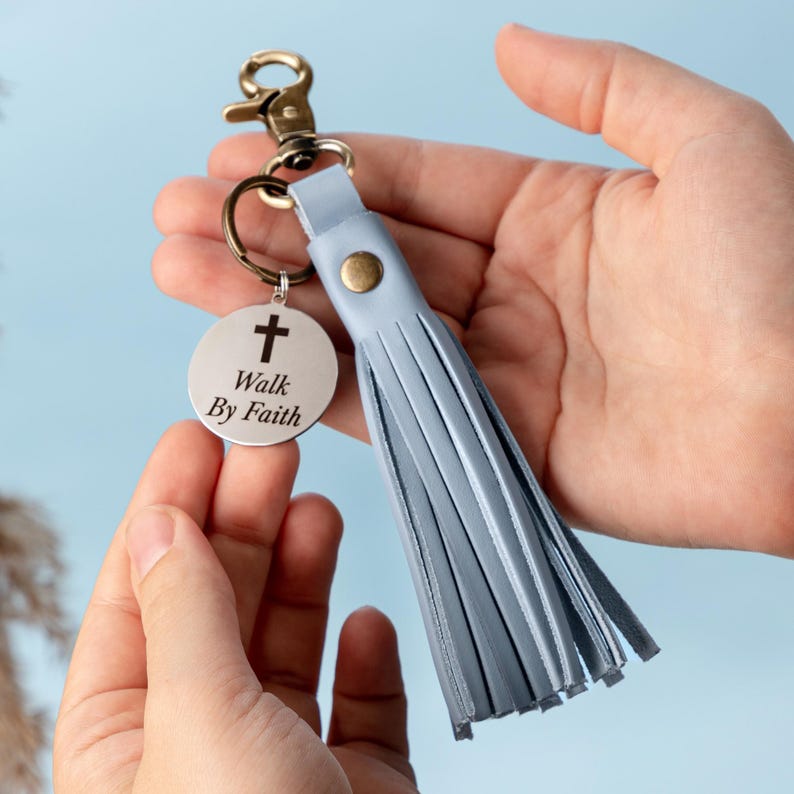 Jesus Loves You - Leather Tassel Keychain With Customized Bible Verse ...