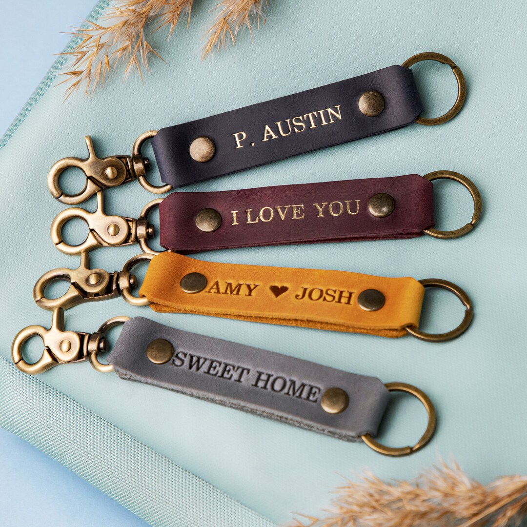 Swivel Snap Hook Leather Keychain, Key Fob With Key Clip, Key Fob With ...