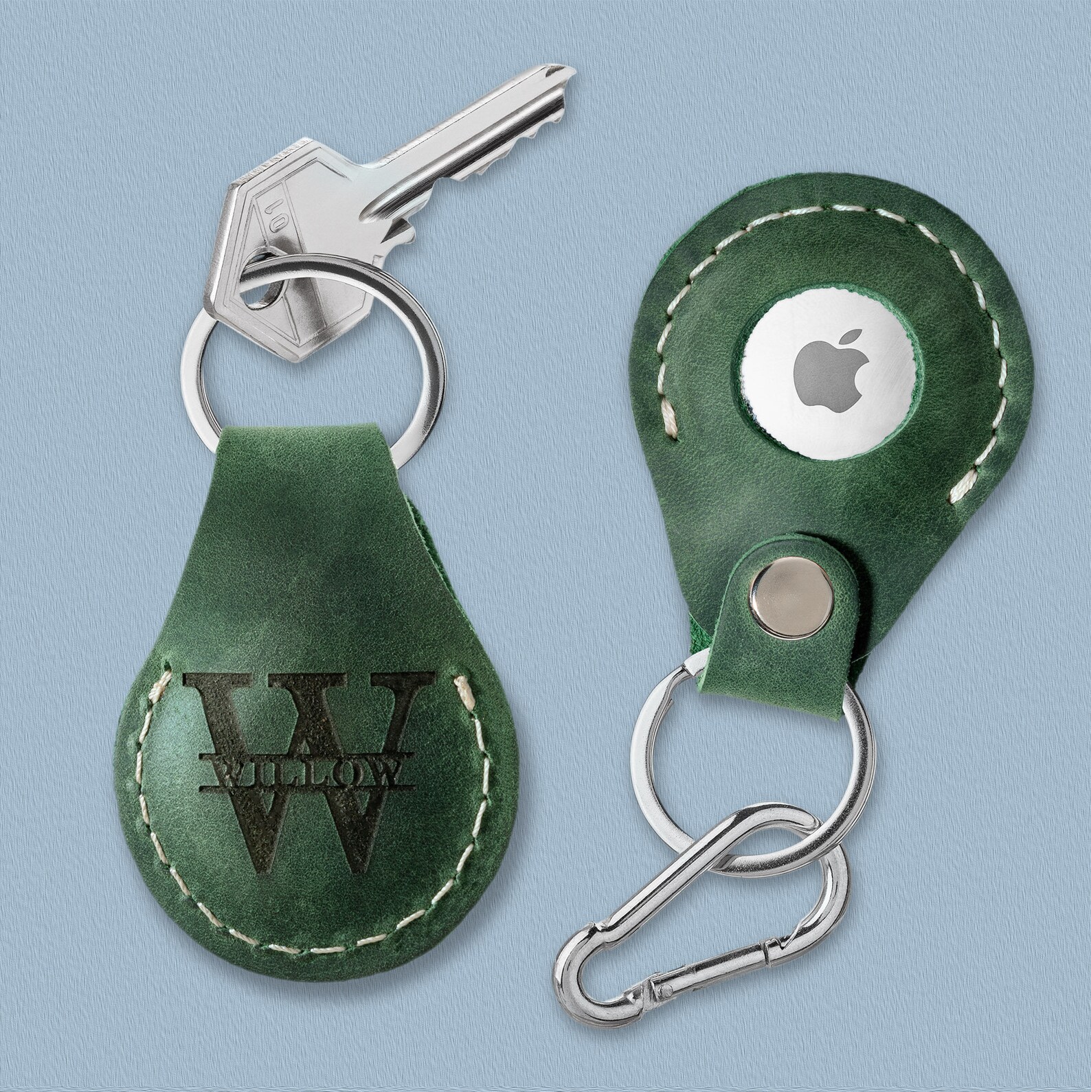 Leather Air Tag Keychain Personalized With Initials, Name or Logo ...