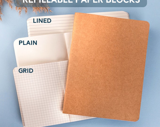 Journal Paper Blocks to Refill, Lined, With Grid or Plain, Additional ...
