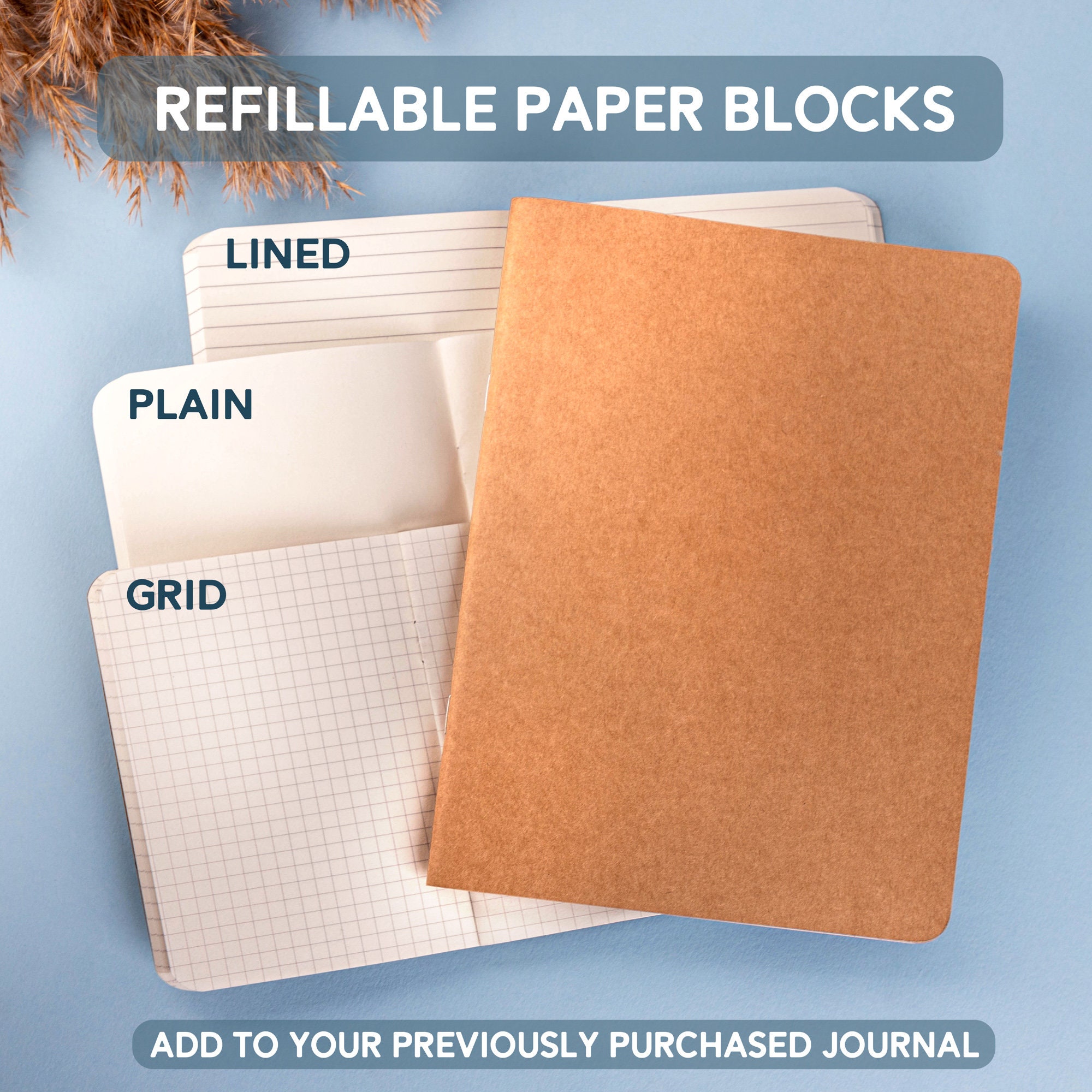 Journal Paper Blocks to Refill, Lined, With Grid or Plain, Additional ...