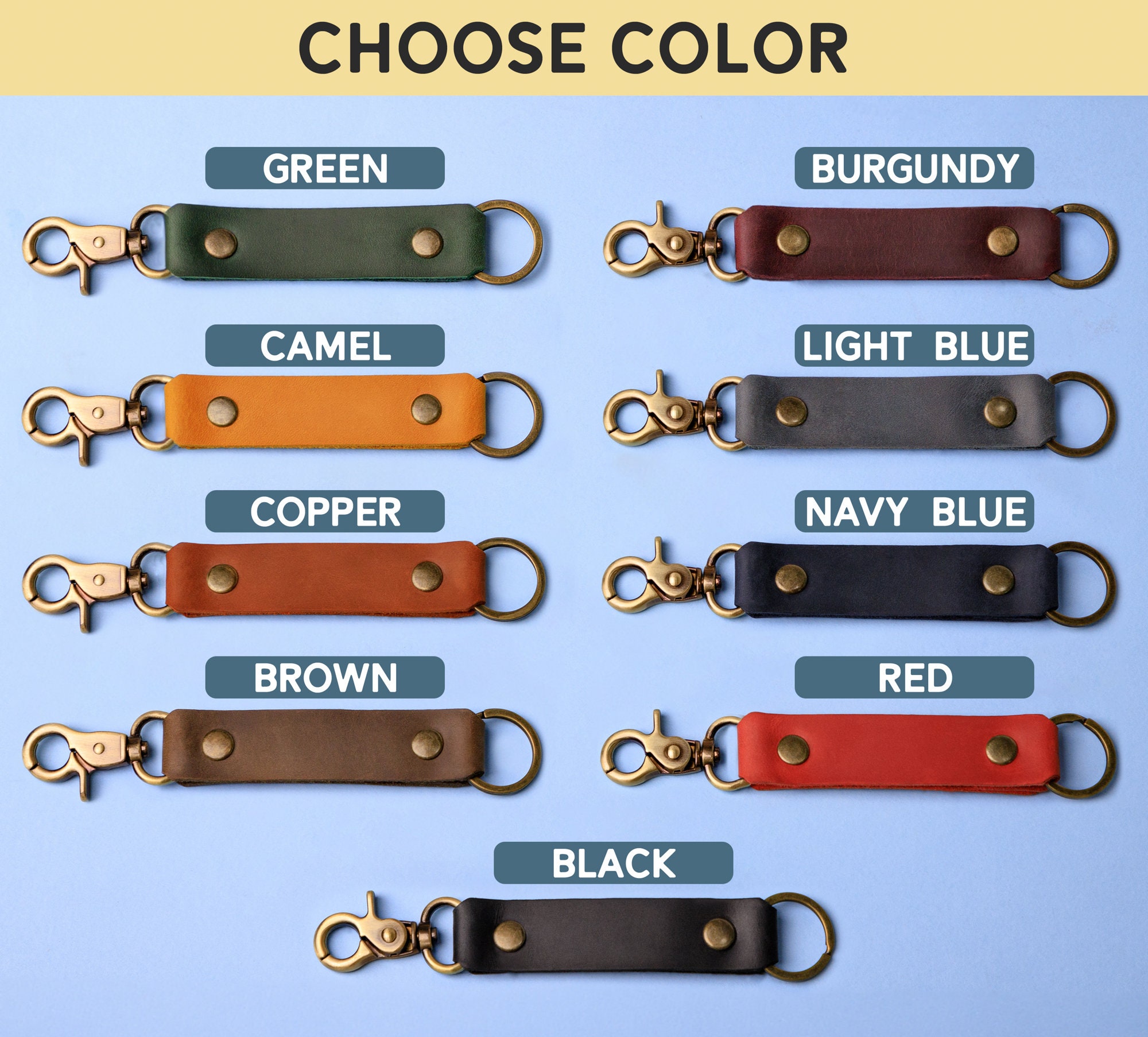 Swivel Snap Hook Leather Keychain, Key Fob With Key Clip, Key Fob With ...