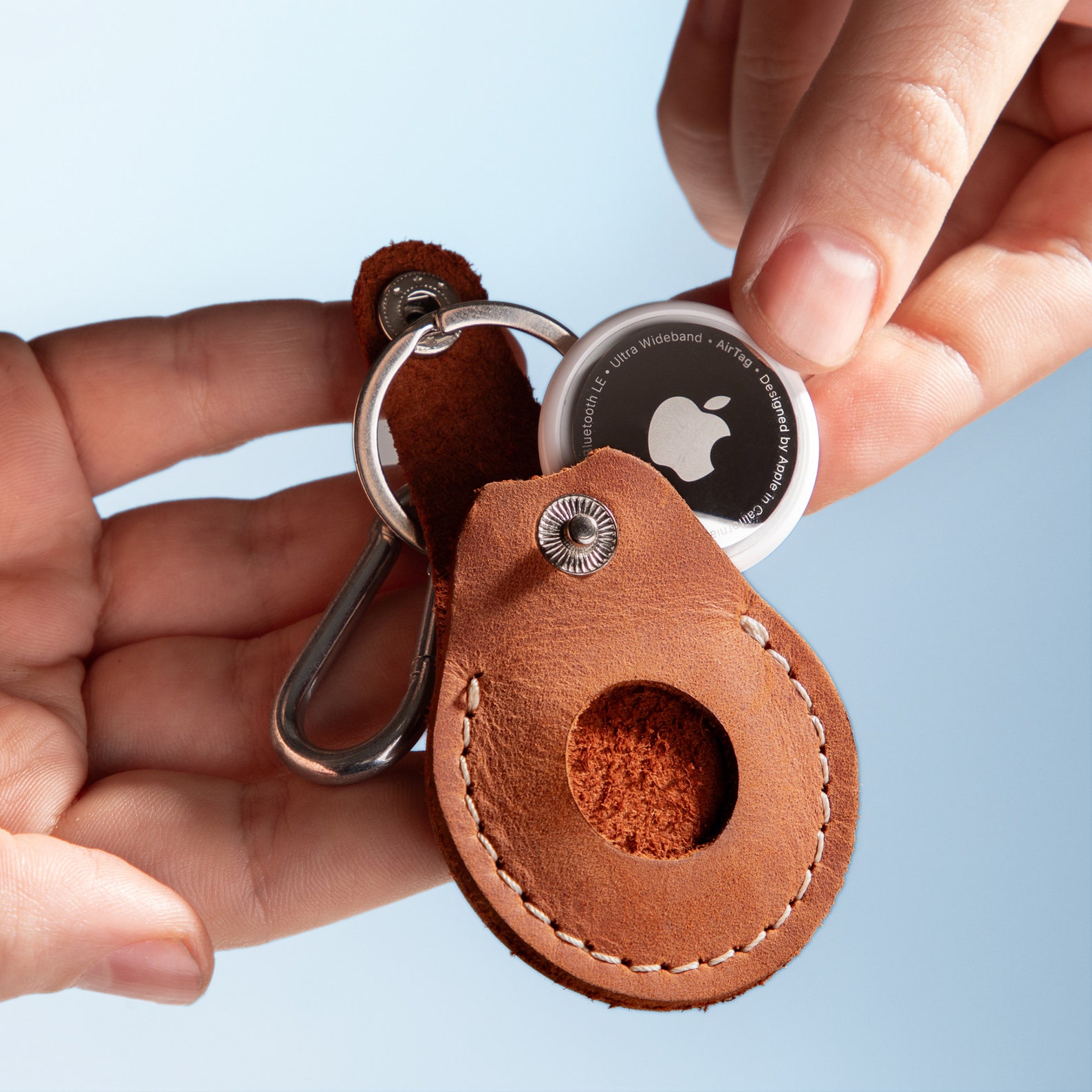 Leather Air Tag Keychain Personalized With Initials, Name or Logo ...
