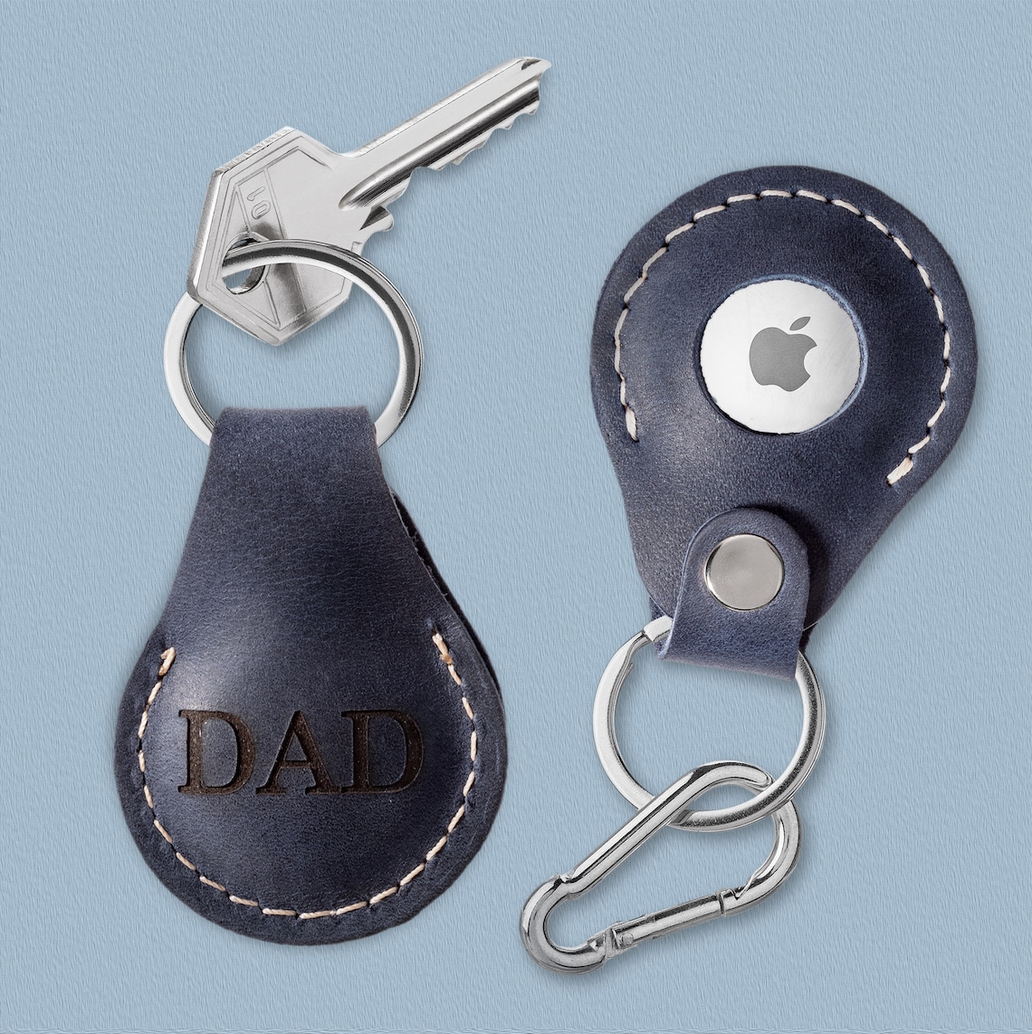 Leather Air Tag Keychain Personalized With Initials, Name or Logo ...