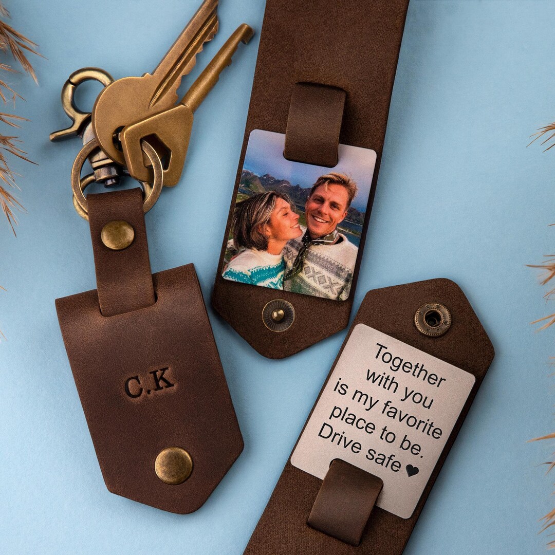 Drive Safe Keychain, Personalized Leather Keychain With Photo, Keychain ...