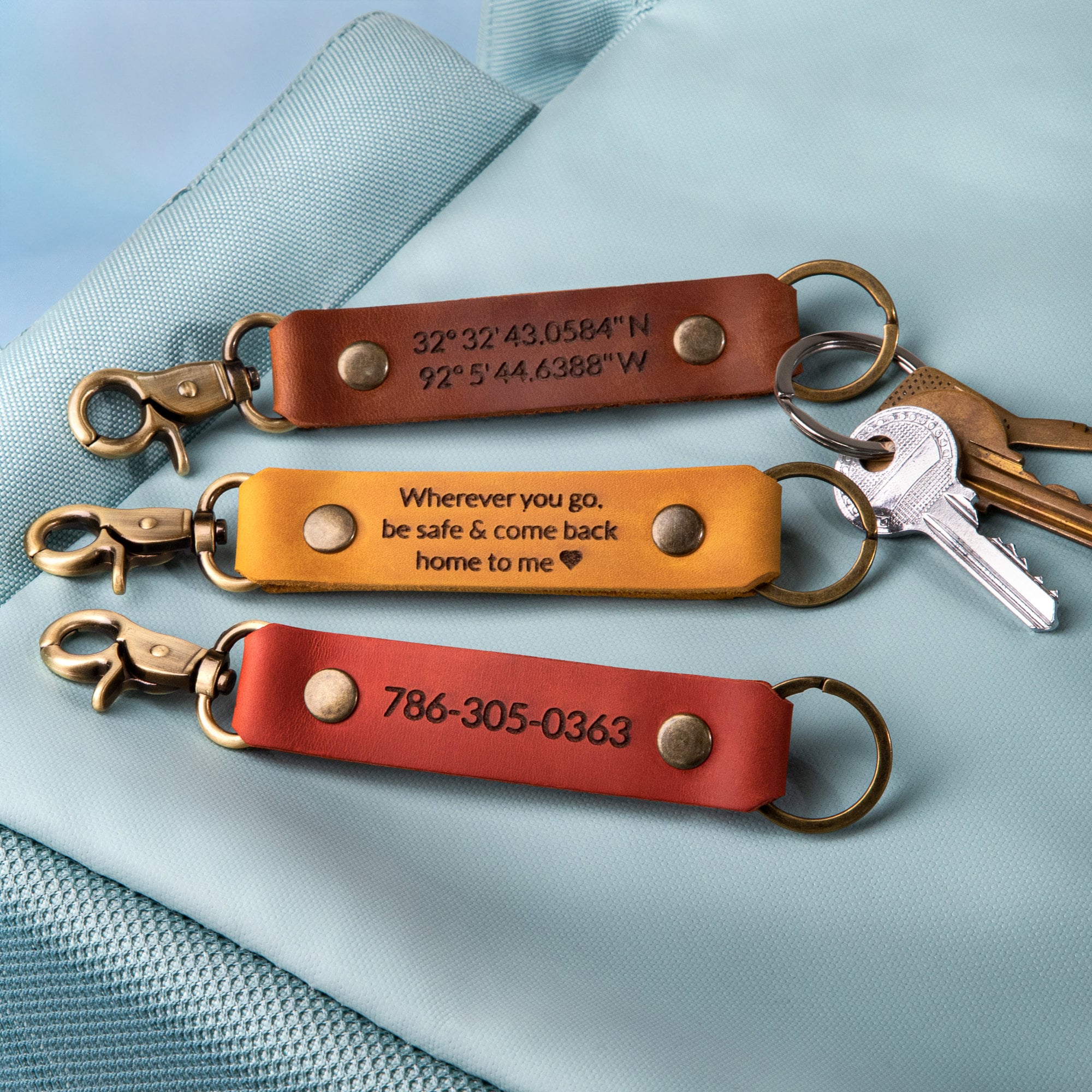 Swivel Snap Hook Leather Keychain, Key Fob With Key Clip, Key Fob With ...