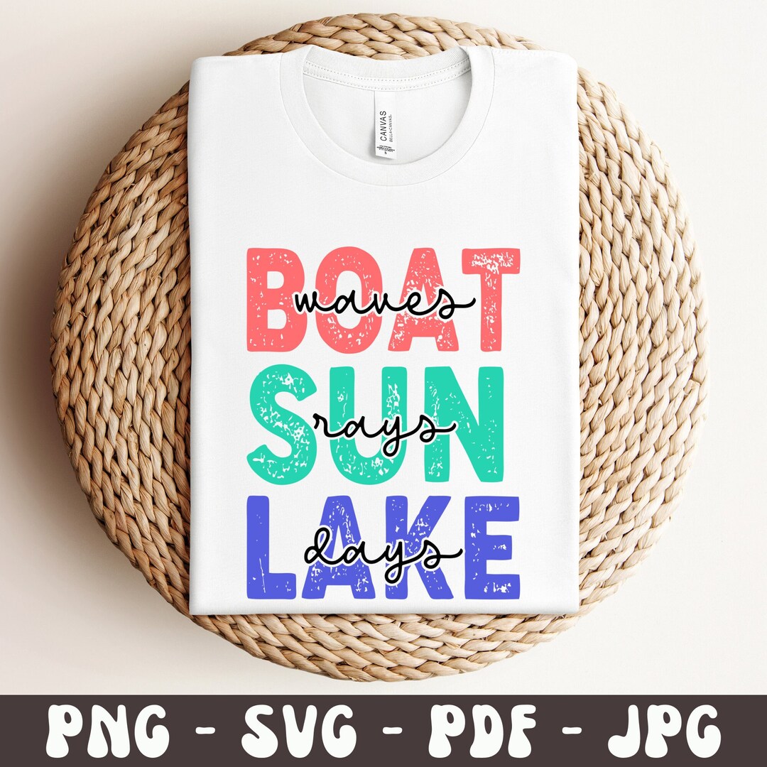 Boat Waves Sun Rays Lake Days SVG PNG, Summer Svg, Retro Summer Svg ...