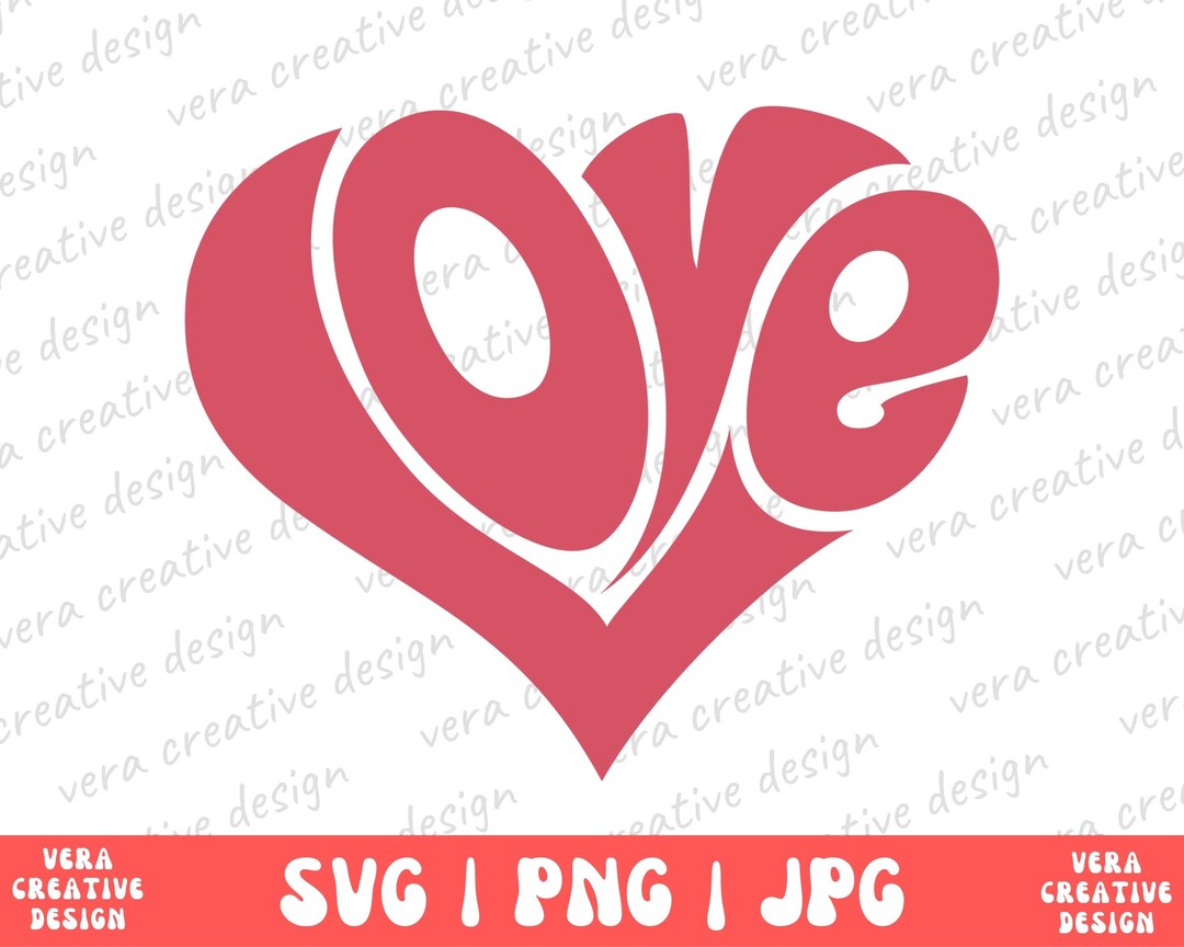 Retro Love Heart Svg, Love Svg, Retro Love Heart Png, Retro Heart, Love ...