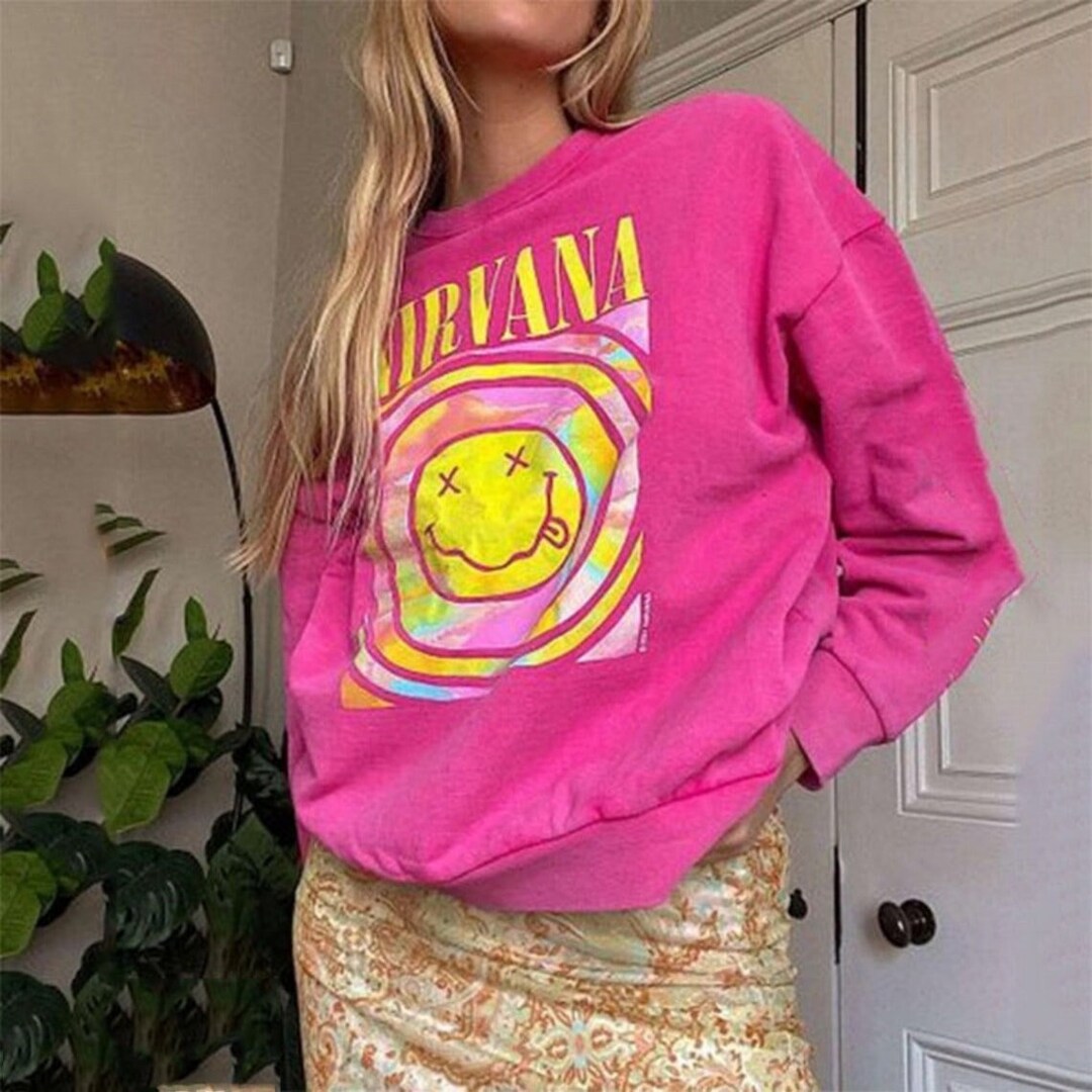 Nirvana Sweatshirt Nirvana Smile Face Crewneck Sweatshirt - Etsy