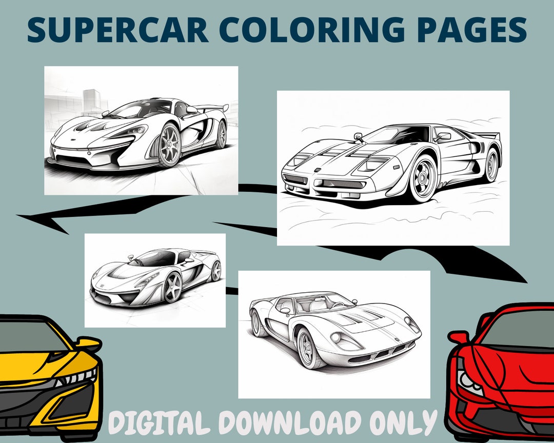 20 Supercar Coloring Pages - Etsy