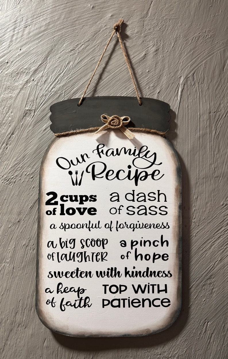 Wooden Handmade Decorative Kitchen Sign Our Family Recipe FREE Shipping ...