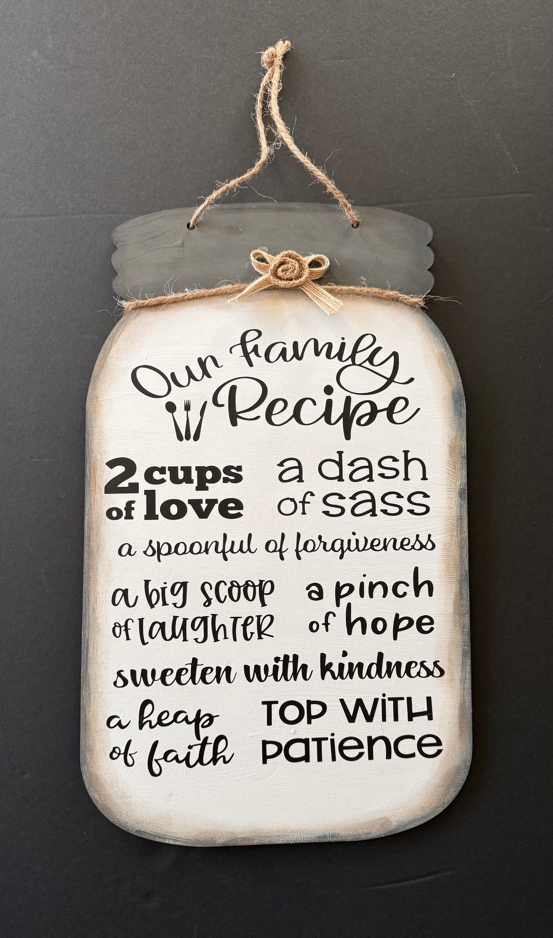Wooden Handmade Decorative Kitchen Sign Our Family Recipe FREE Shipping ...