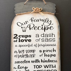 Wooden Handmade Decorative Kitchen Sign Our Family Recipe FREE Shipping ...
