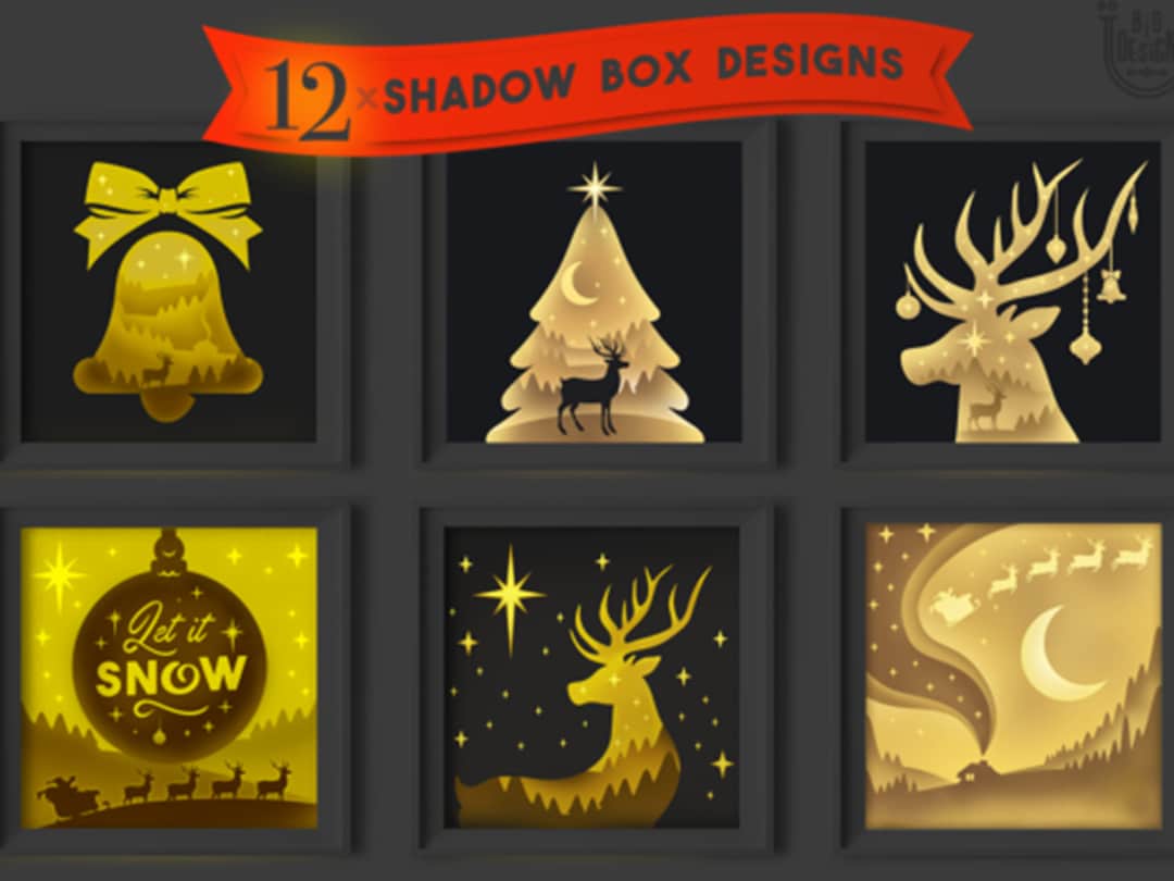 12-shadow-box-designscombo Christmas Lanterns Paper Cutting - Etsy