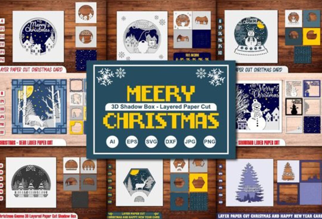 3d Christmas Shadow Box Bundle 3d Shadow Box Svg Mega Shadow - Etsy