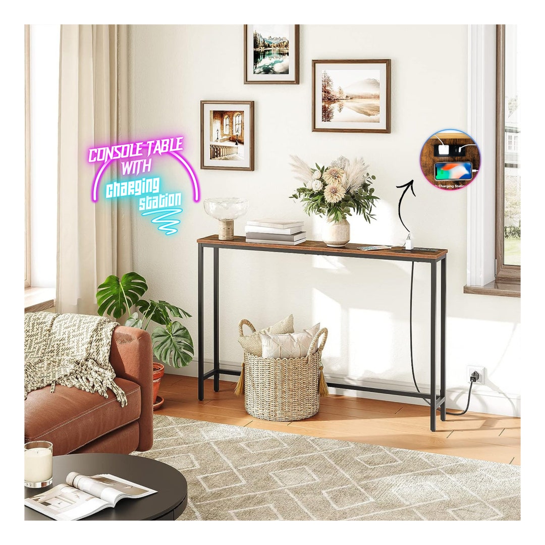 Skinny Console Table With Power Outlets and USB Ports Table - Etsy