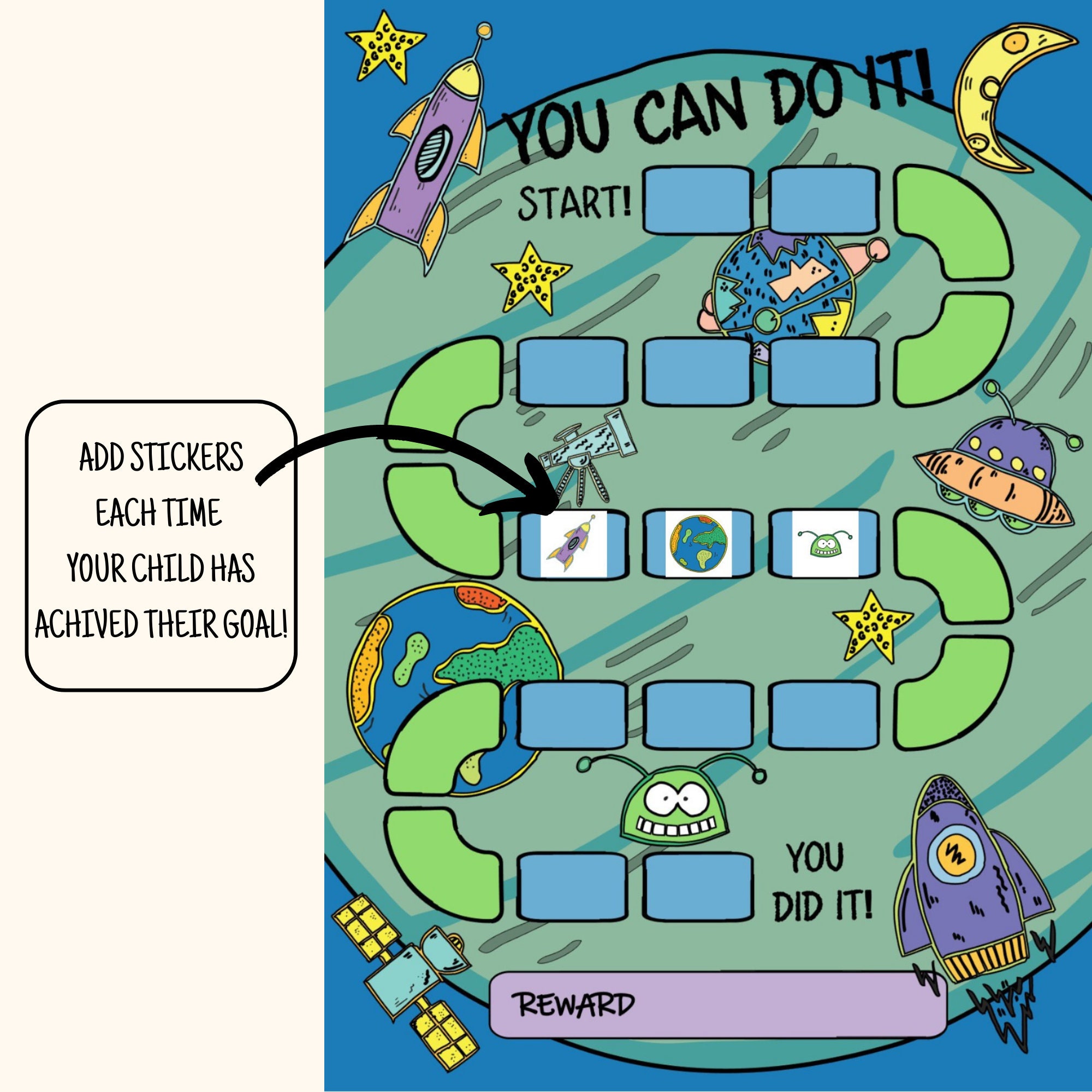 Outer Space Reward Chart Toddler Chore Chart, Daily Chore Chart, Potty ...