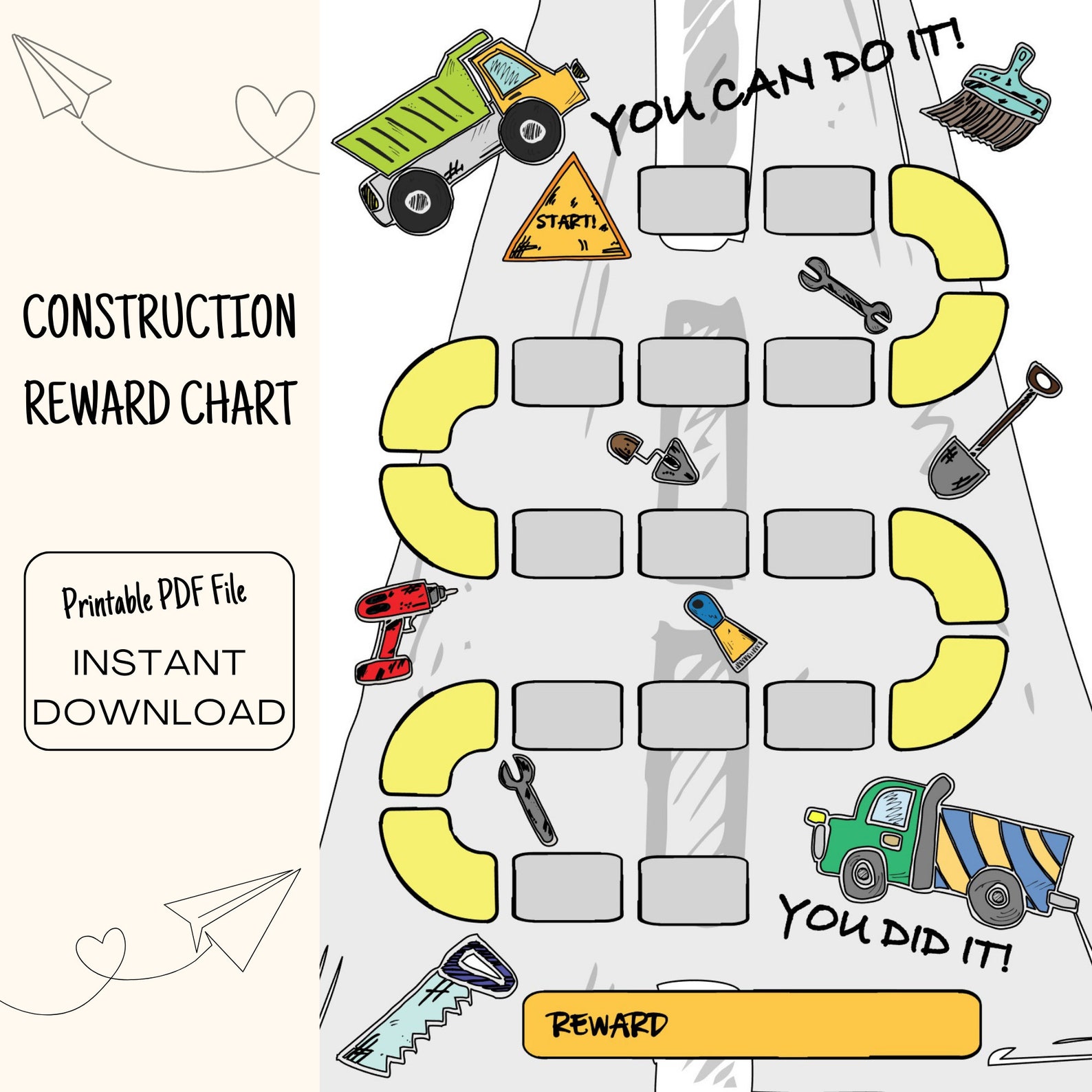 Construction Reward Chart Toddler Chore Chart, Daily Chore Chart ...