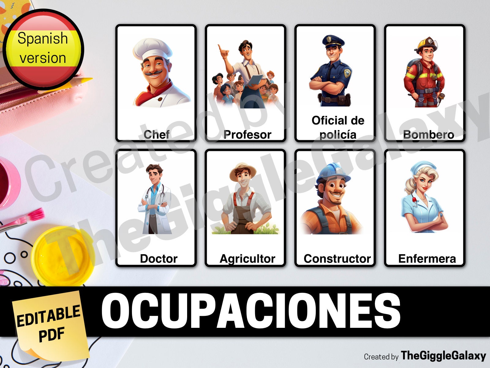 Occupations Flashcards for Kids SPANISH EDITION 16 Flash - Etsy