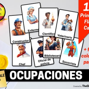 Occupations Flashcards for Kids SPANISH EDITION 16 Flash - Etsy