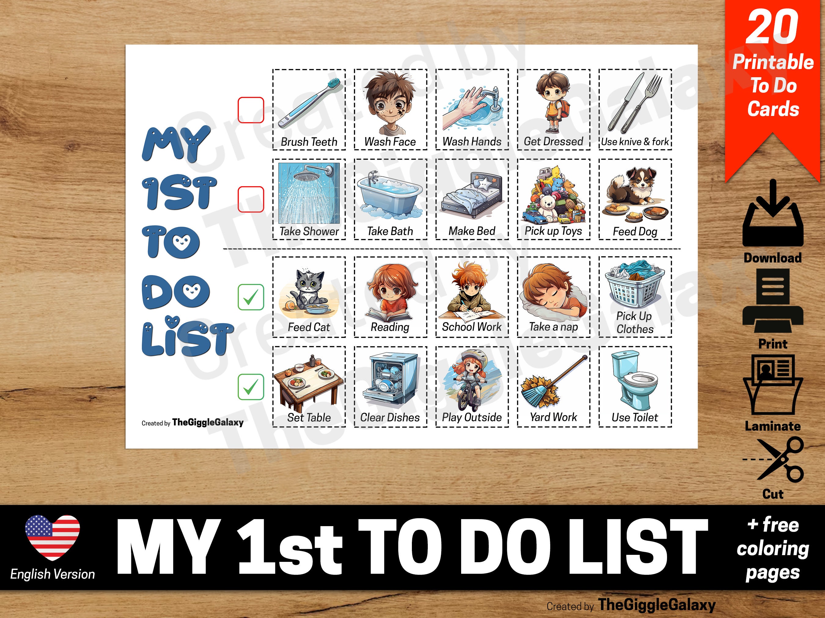 Kids Daily Responsibilities Chart Printable Daily Routine - Etsy