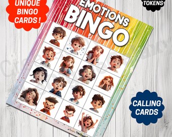 Feelings Bingo Game for Kids PRINTABLE PDF Emotions Cards Mental Health ...