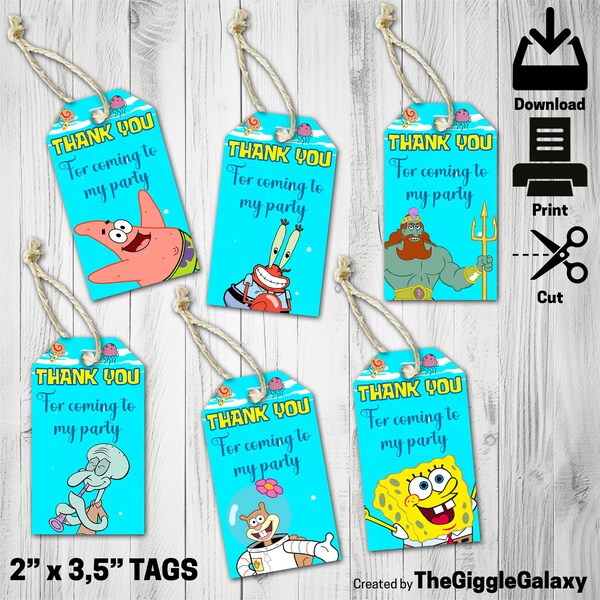 Spongebob Favor Tag - Etsy