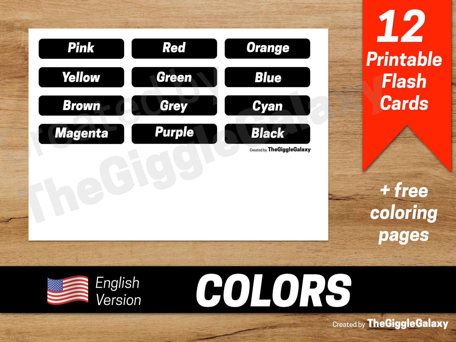 Flash Cards Colors ENGLISH VERSION , Montessori Flashcards, Pre-school ...