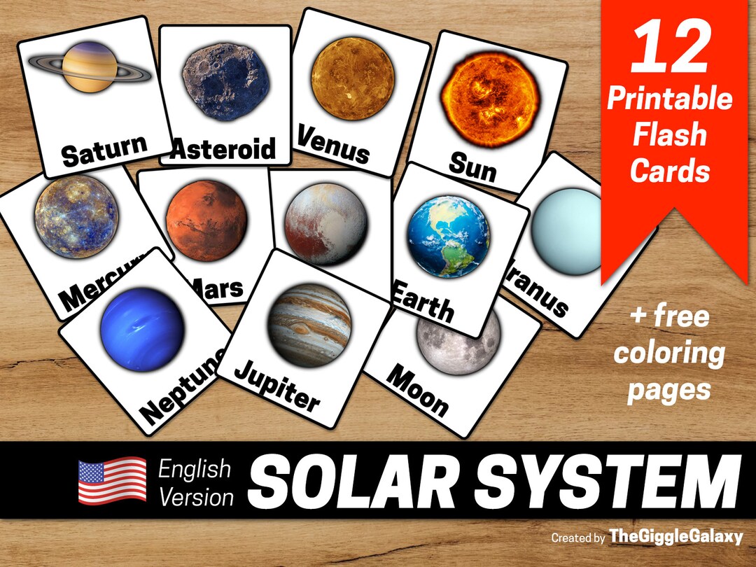 SOLAR SYSTEM Flash Cards 12 Montessori Cards Flash Cards - Etsy
